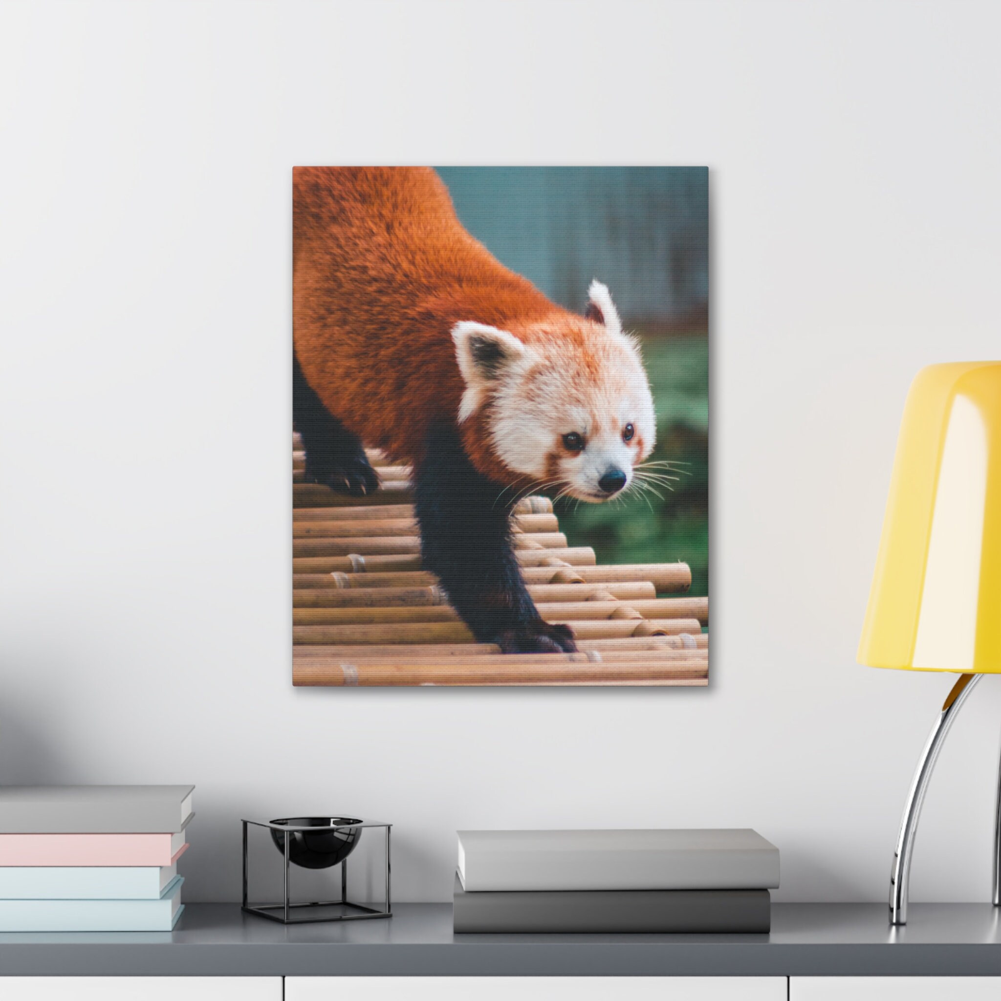 Captivating Red Panda Crossing a Bridge Canvas Wall Art Print Wildlife ...