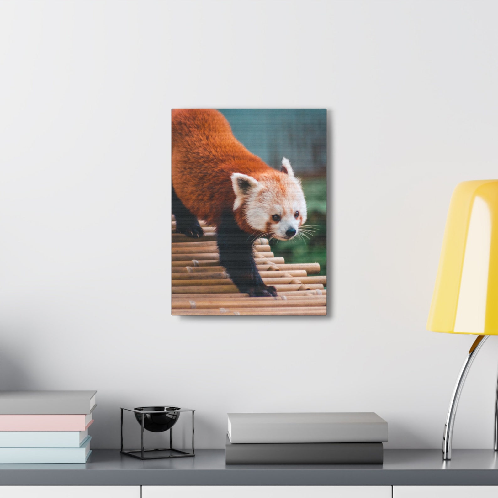 Captivating Red Panda Crossing a Bridge - Canvas Wall Art Print ...