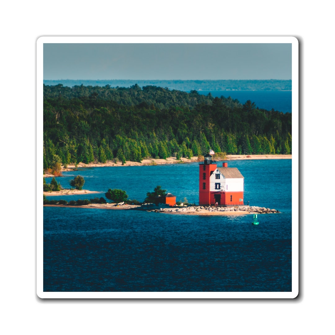 Round Island Lighthouse Magnet Captivating Mackinac Island - Etsy