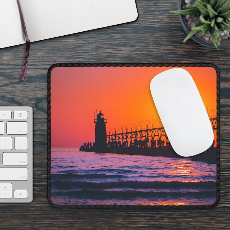 South Haven South Pier Lighthouse Mouse Pad - Stunning Sunset in ...