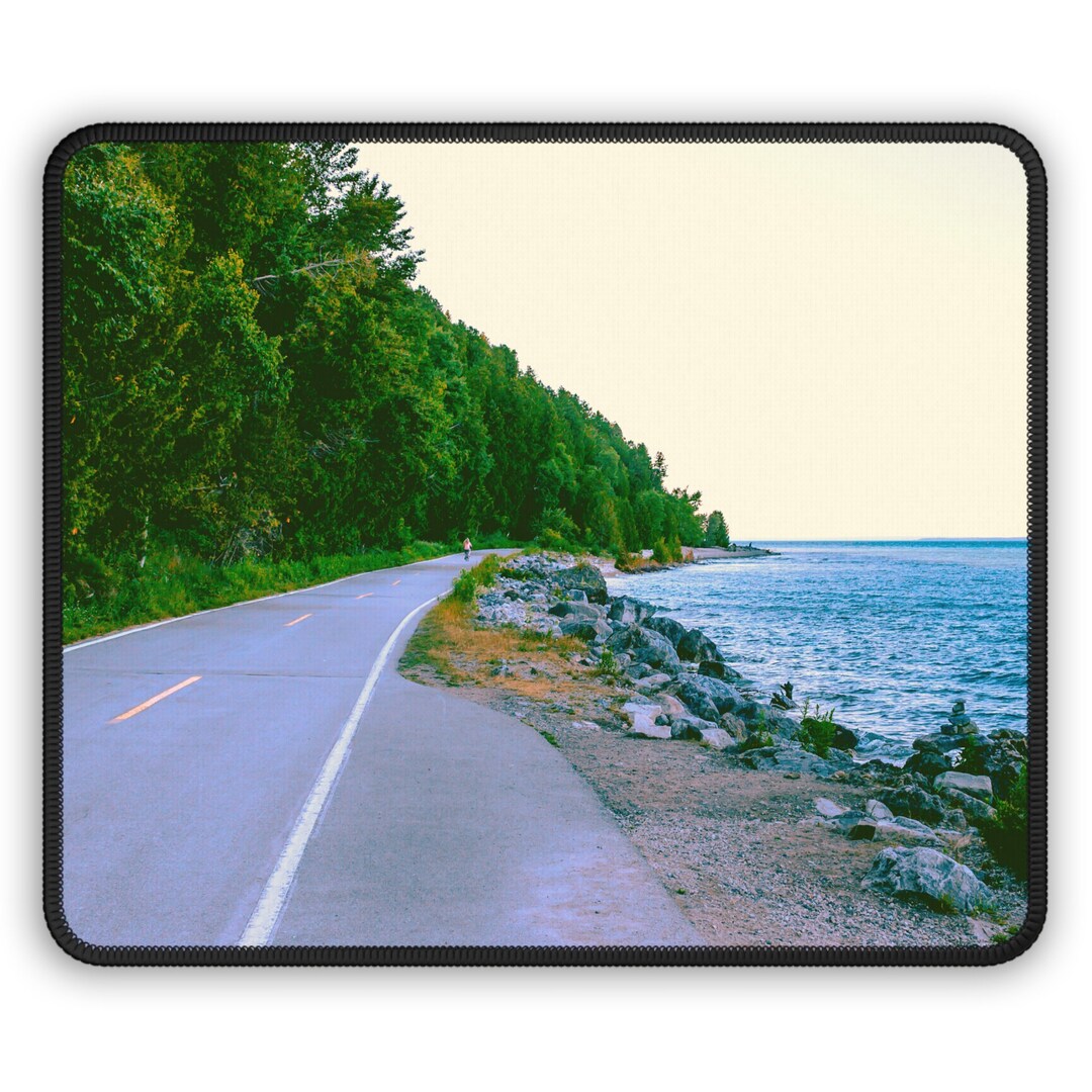 Stunning Mackinac Island Bike Highway Mouse Pad | Scenic Lake Huron ...