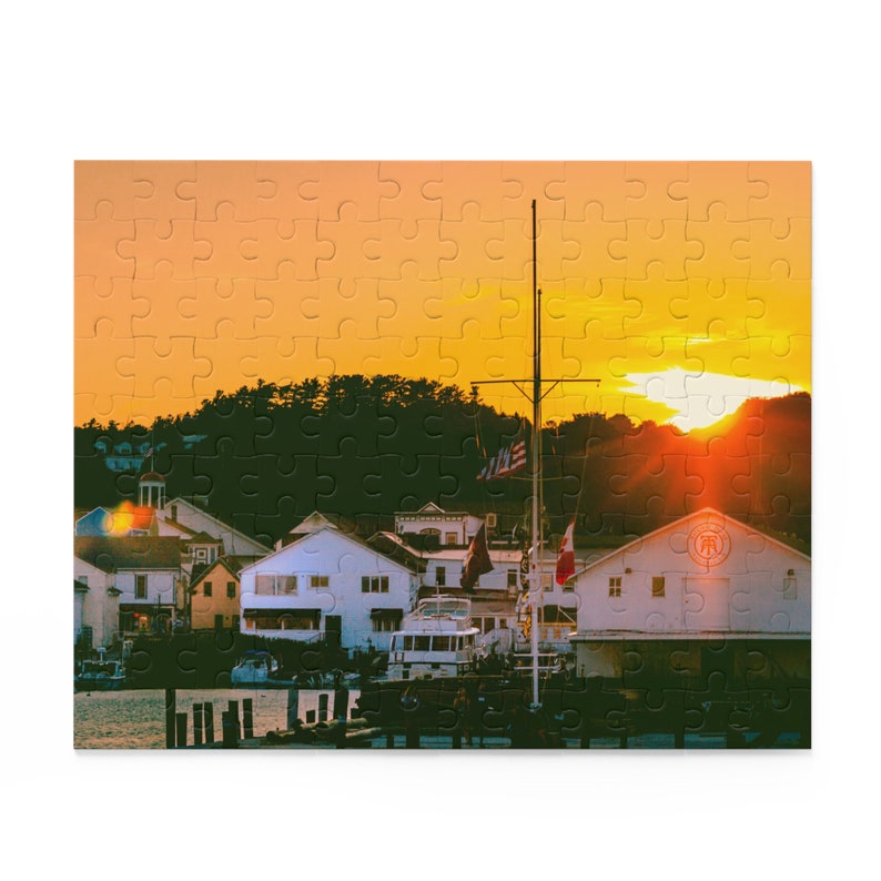 Golden Sunset Glow: Marina & Downtown Mackinac Island Jigsaw Puzzle ...