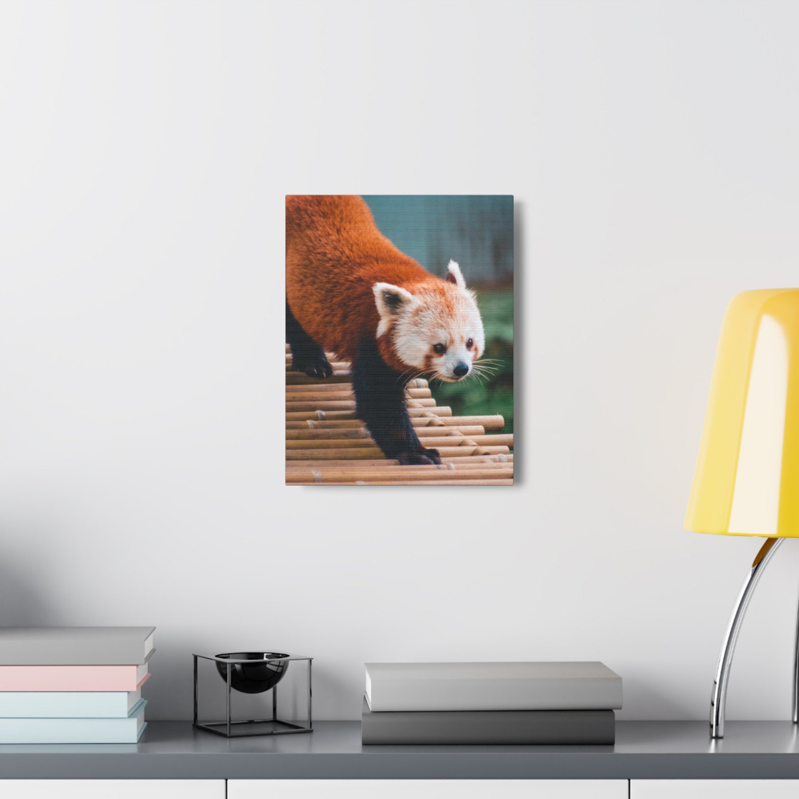 Captivating Red Panda Crossing a Bridge - Canvas Wall Art Print ...