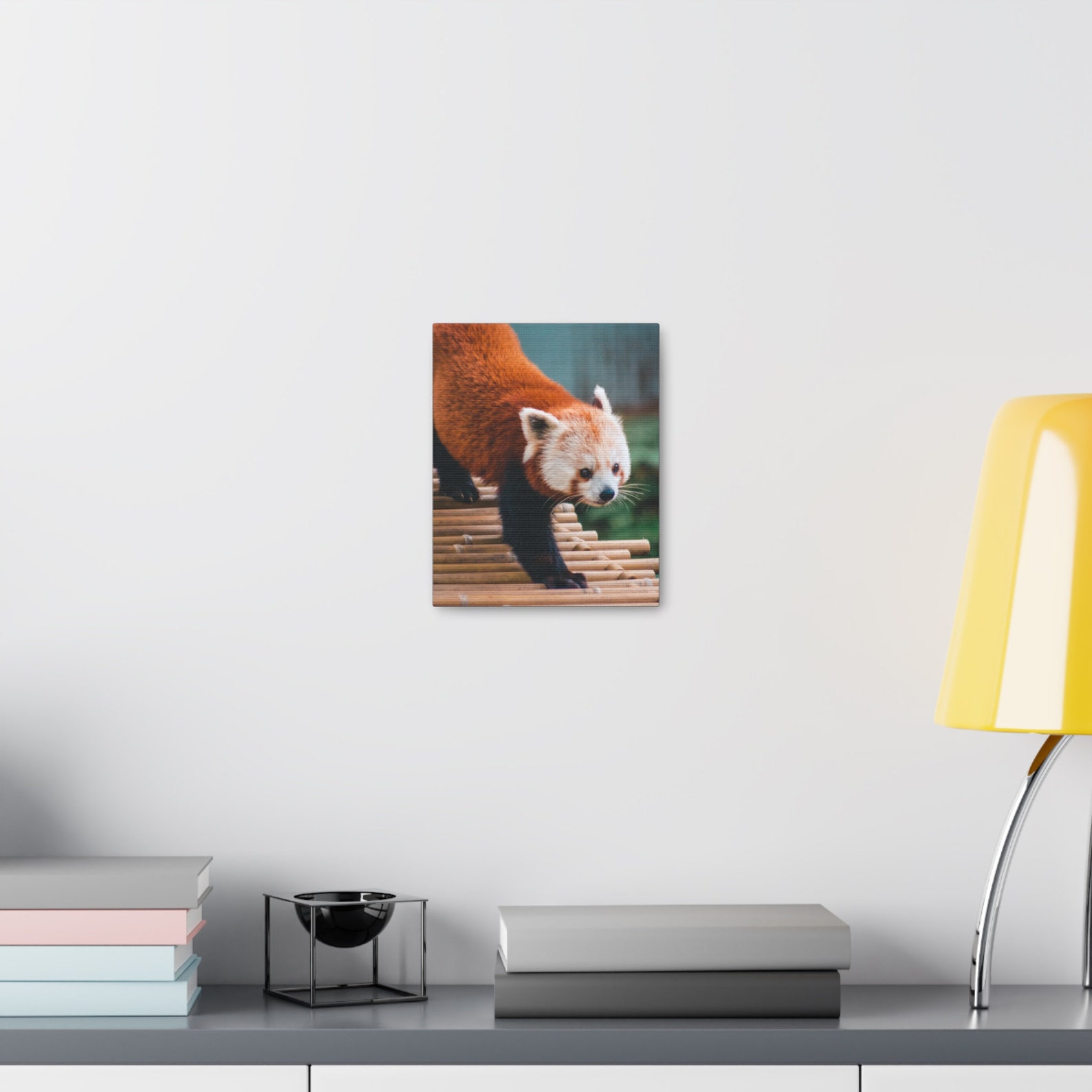 Captivating Red Panda Crossing a Bridge - Canvas Wall Art Print ...