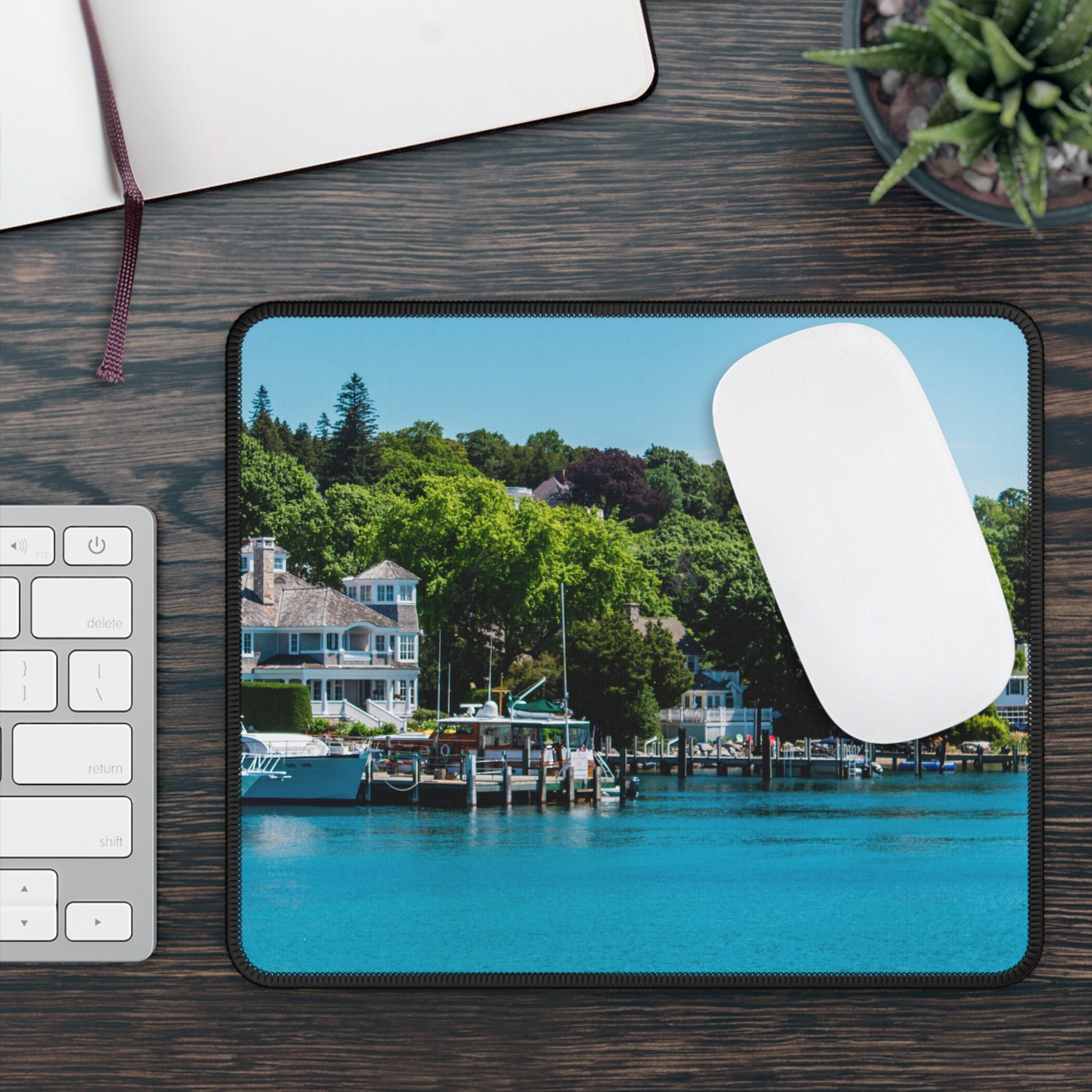 Scenic Mackinac Island Harbor View Mousepad - Saint Anne Church From ...