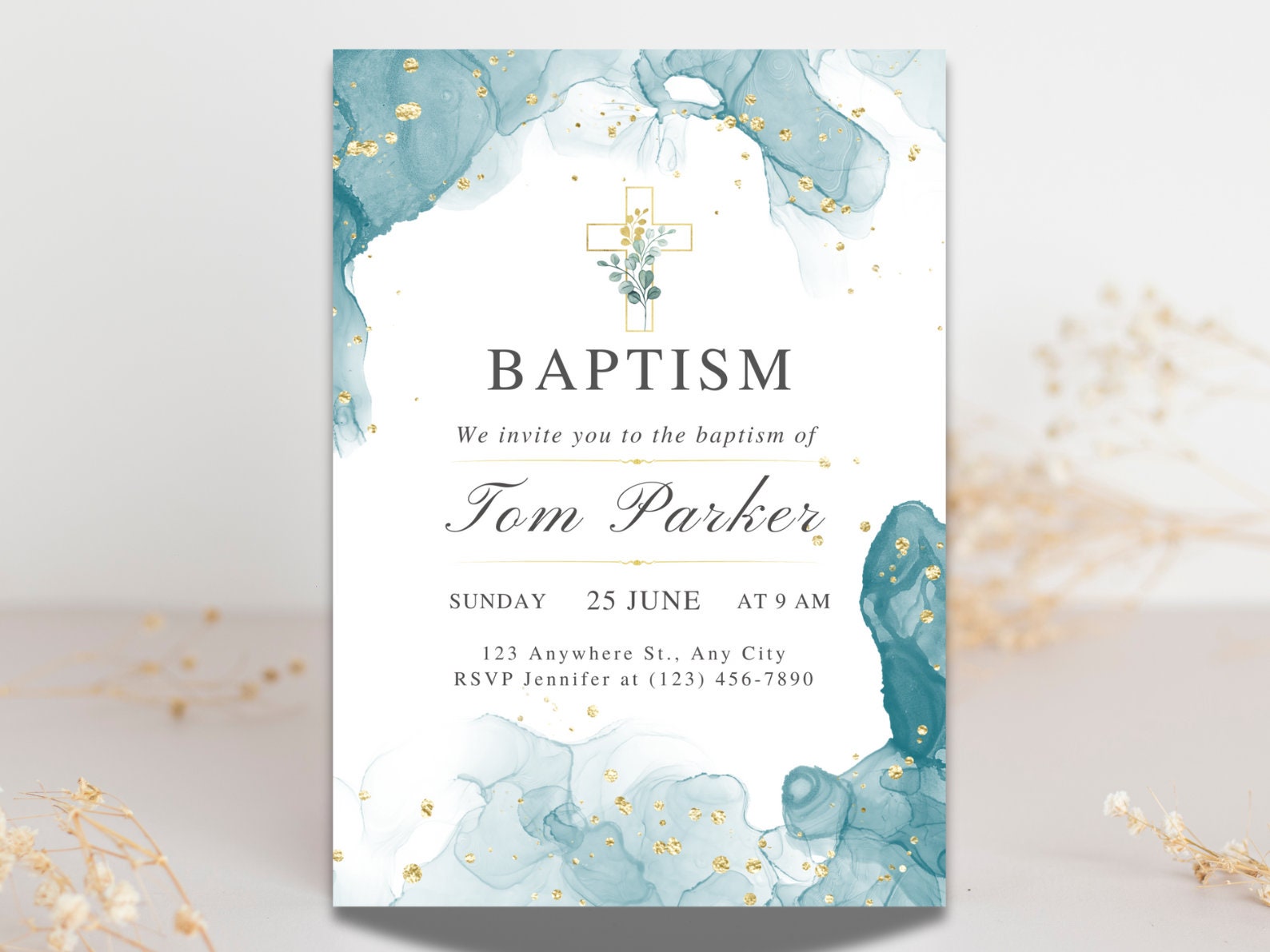 Personalized Baptism Invitation Template Printable Christening Invite ...