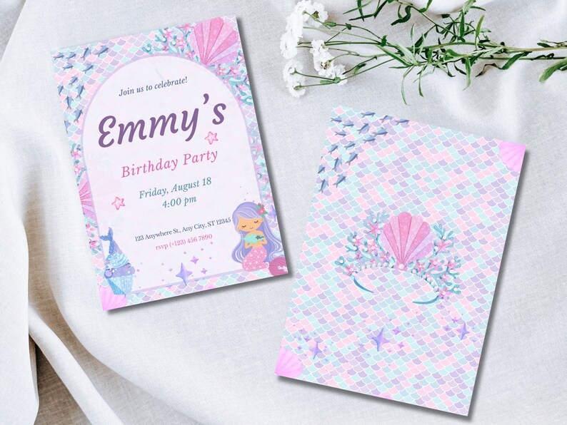 Mermaid Birthday Invitation Digital Download Editable Under the Sea ...