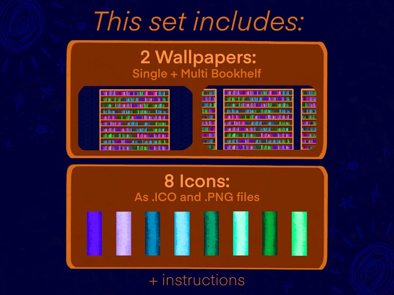 Bookshelf Wallpapers Desktop Wallpaper Organiser Computer - Etsy