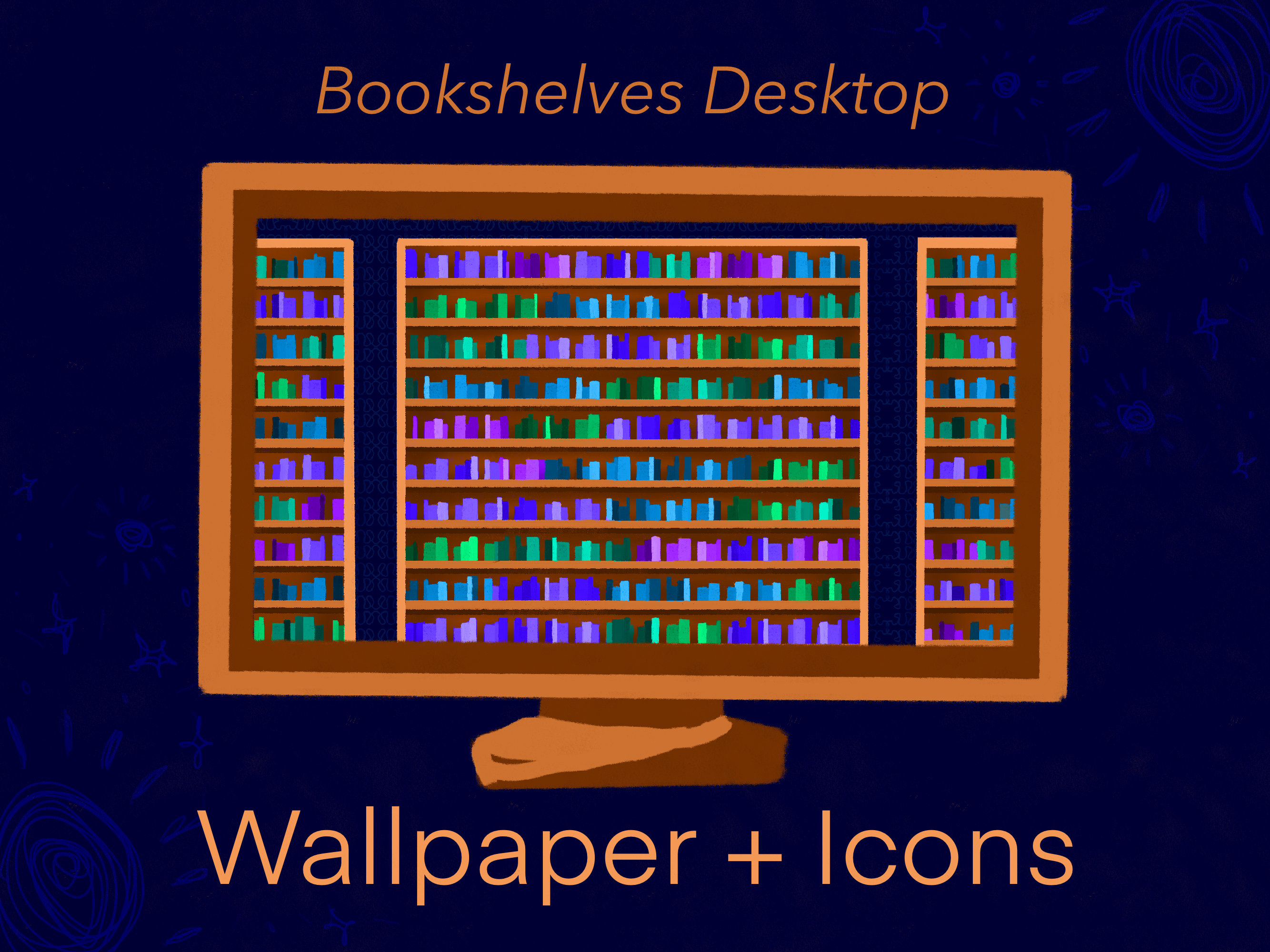 Bookshelf Wallpapers Desktop Wallpaper Organiser Computer - Etsy Australia
