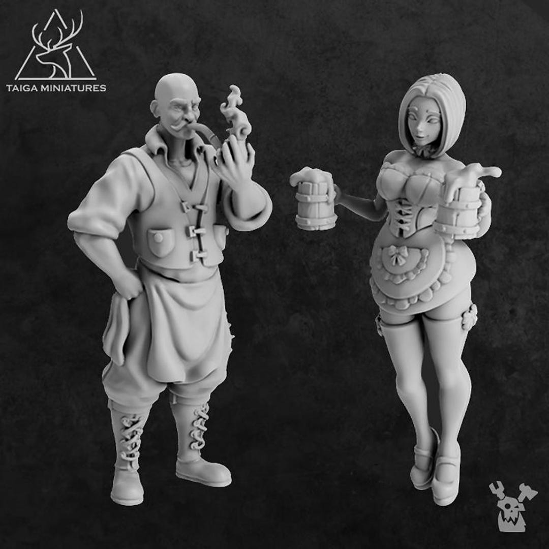 Fantasy Tavern Bartender and Waitress Dakkadakka Grimdark Compatible - Etsy