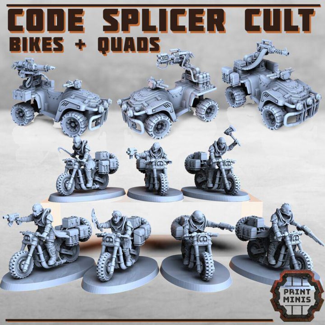 Code Splicer Cult Bikes & Quad | Print Minis | Grimdark Compatible - Etsy
