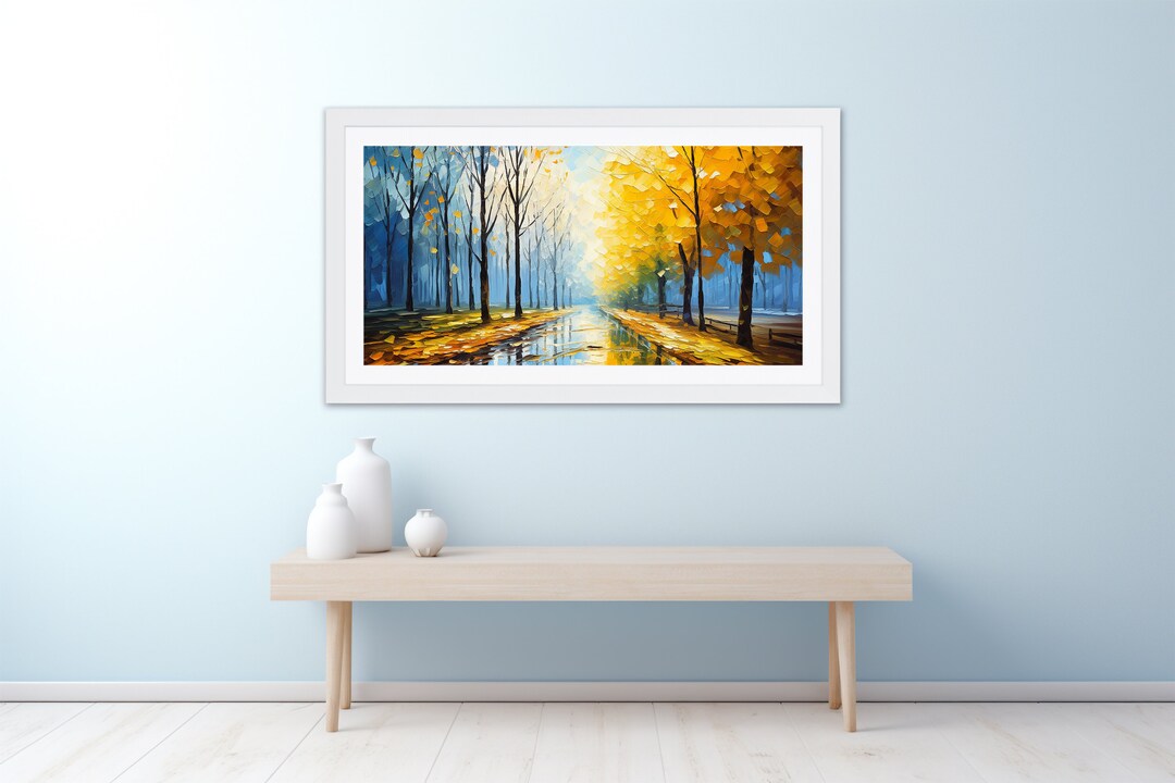 Printable Landscape Autumn Tree Path, Wall Art, Oil Painting, Neutrals ...