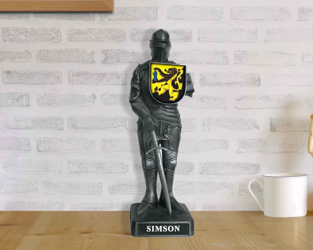 Personalised Knight - Large Metal Resin Knight With a Family Crest ...