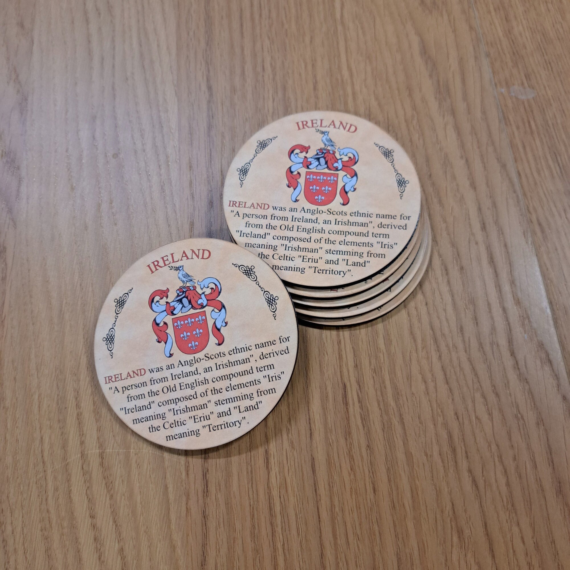 Personalised Magnetic Coasters Pack of 6 - Surname History and Coat of ...