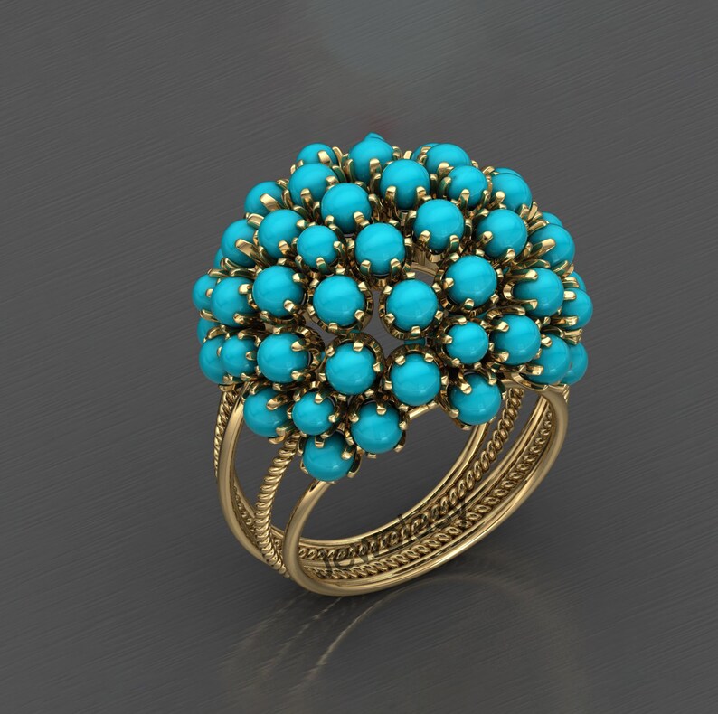 Sleeping Beauty Turquoise Cluster Ring, Victorian Turquoise Ring ...