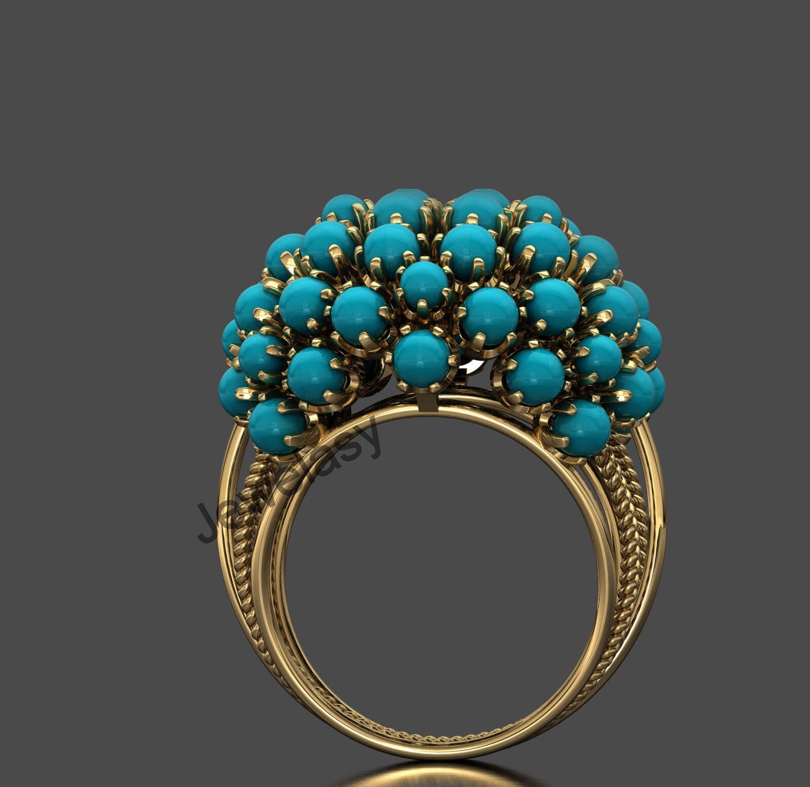 Sleeping Beauty Turquoise Cluster Ring, Victorian Turquoise Ring ...