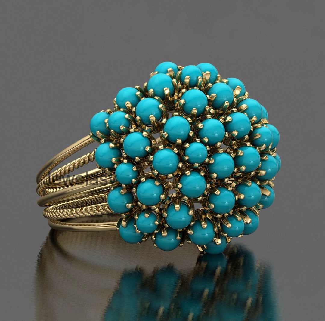 Sleeping Beauty Turquoise Cluster Ring, Victorian Turquoise Ring ...