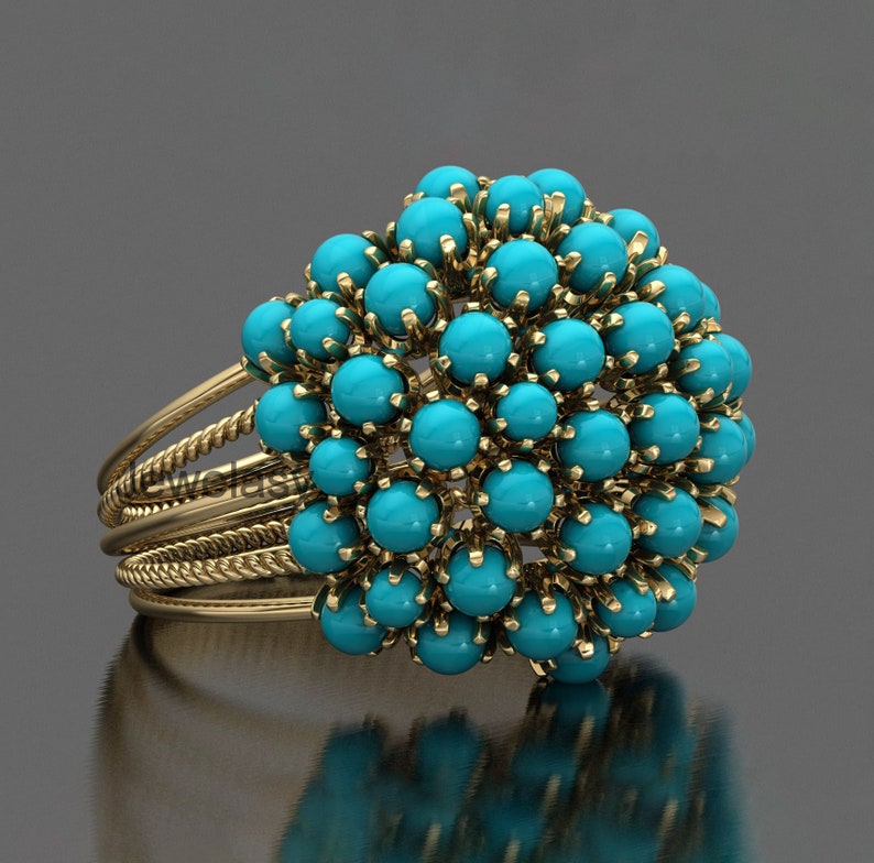 Sleeping Beauty Turquoise Cluster Ring, Victorian Turquoise Ring ...