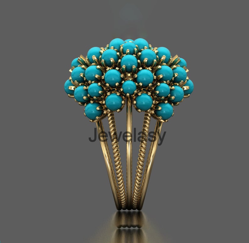 Sleeping Beauty Turquoise Cluster Ring, Victorian Turquoise Ring ...