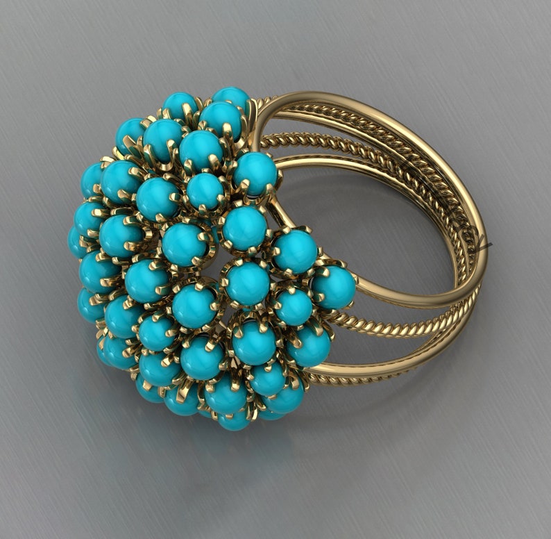 Sleeping Beauty Turquoise Cluster Ring, Victorian Turquoise Ring ...