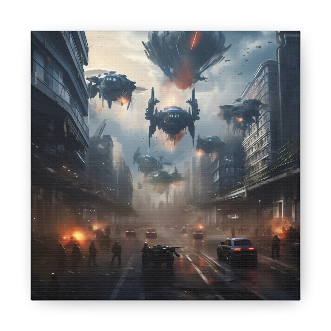 Artwork Futuristic Military Art Alien Invasion Art Space - Etsy