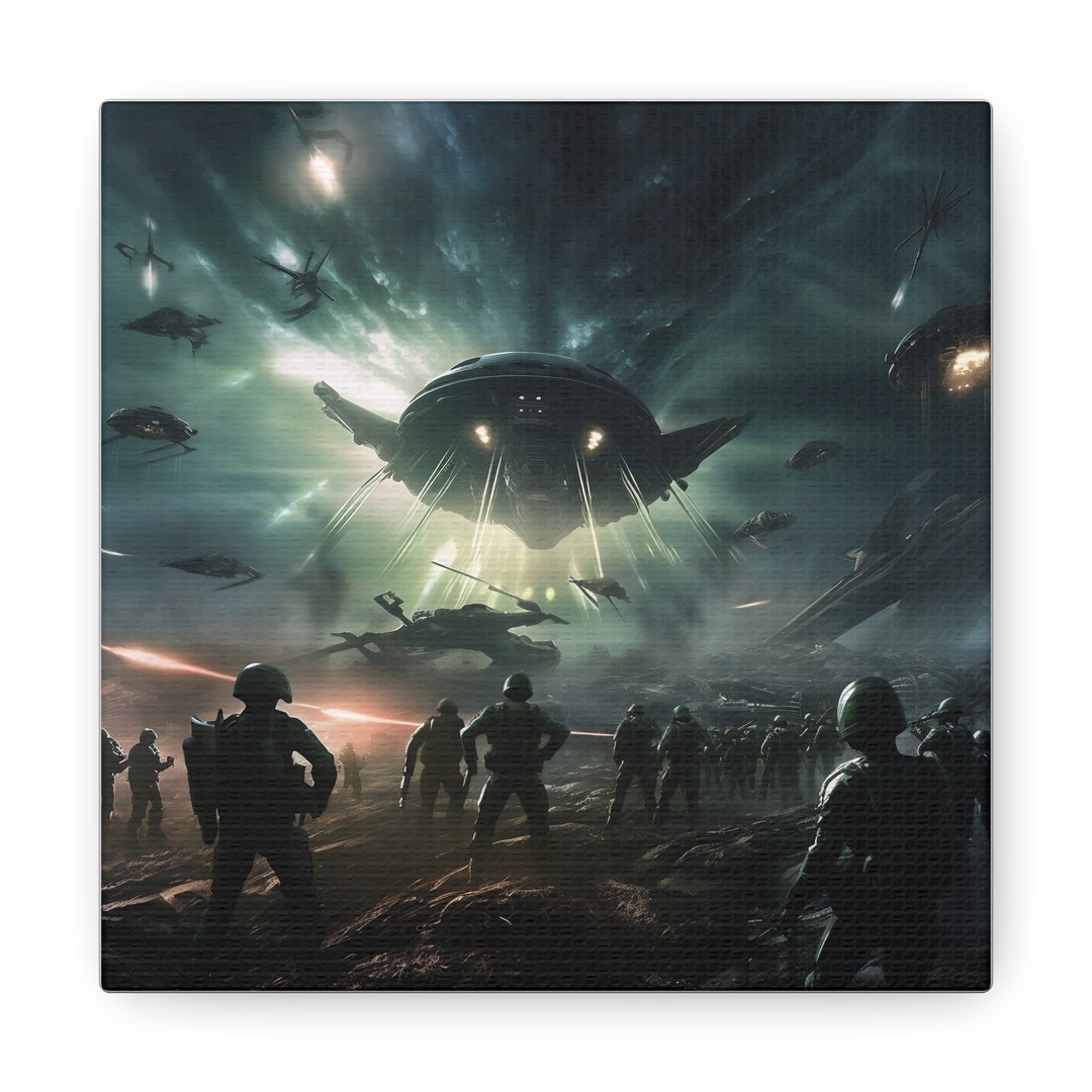 Artwork Futuristic Military Art Alien Invasion Art Space - Etsy