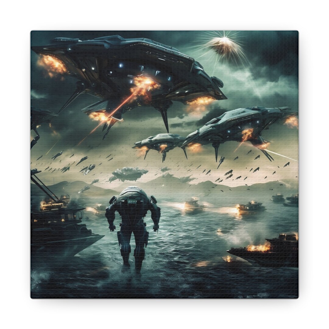 Artwork Futuristic Military Art Alien Invasion Art Space - Etsy