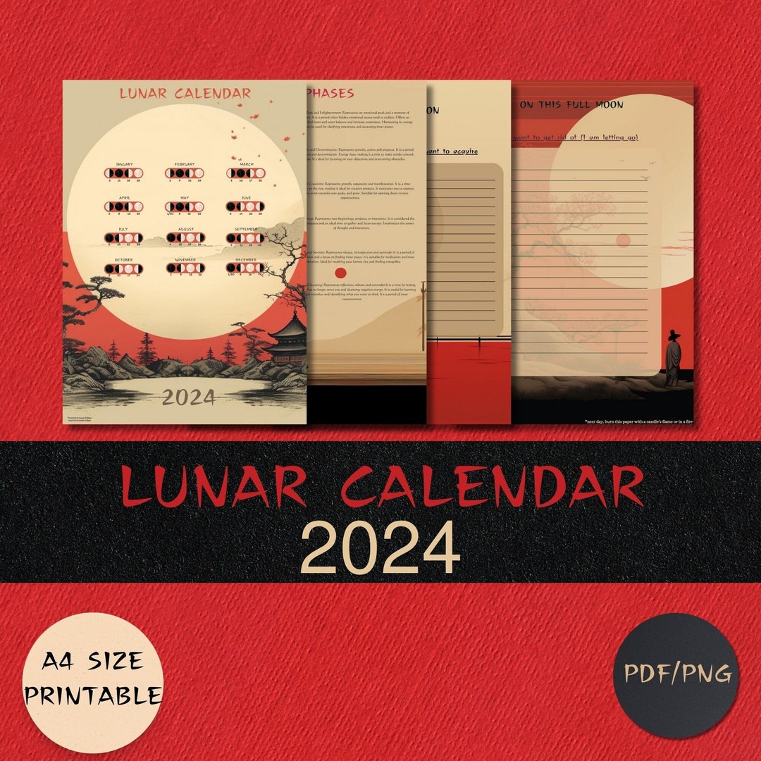 2024 Not in Japan Digital Lunar Calendar, Moon Calendar, Moon Phases ...