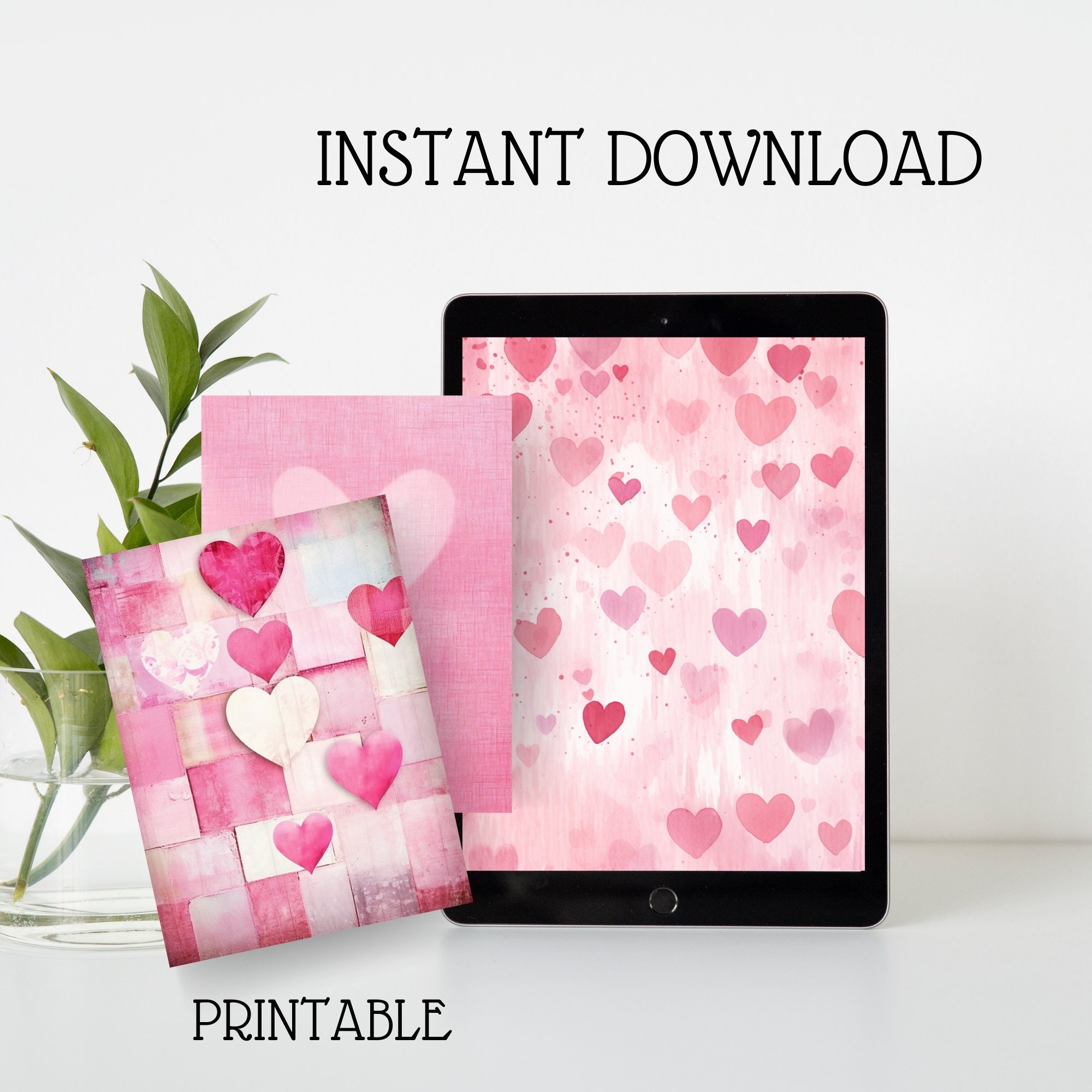 Pinky Romance Digital Paper Pack, Valentines Day Junk Journal Papers ...