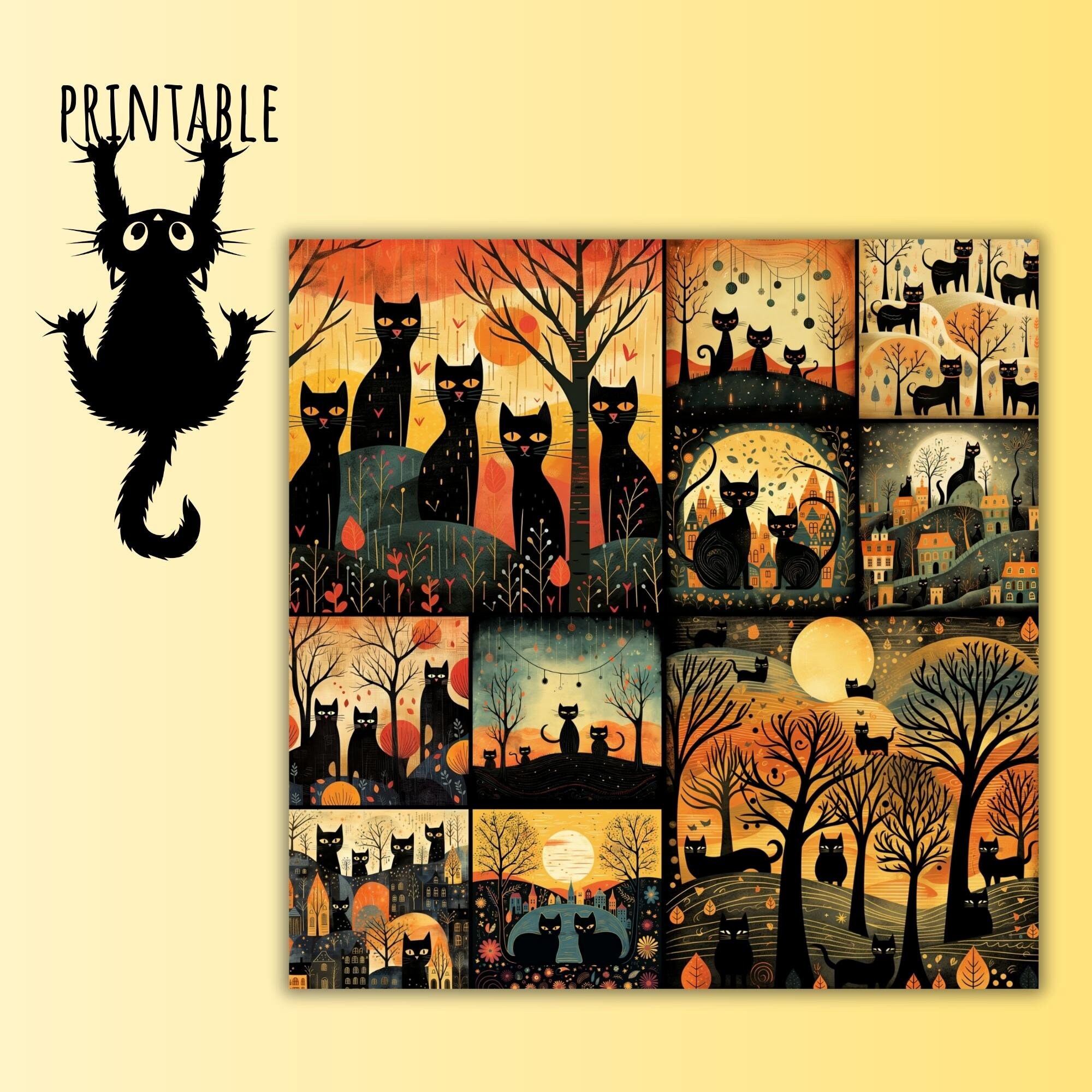 Black Cat Blessings Digital Paper Bundle Scrapbooking Junk - Etsy