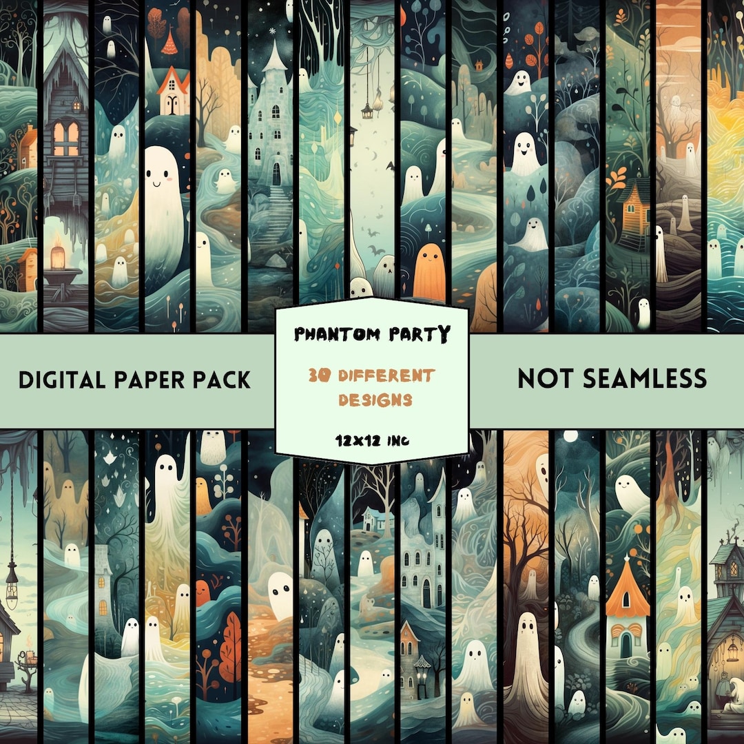 Phantom Party Digital Paper Bundle, Ghost Junk Journal Papers, Haunted ...