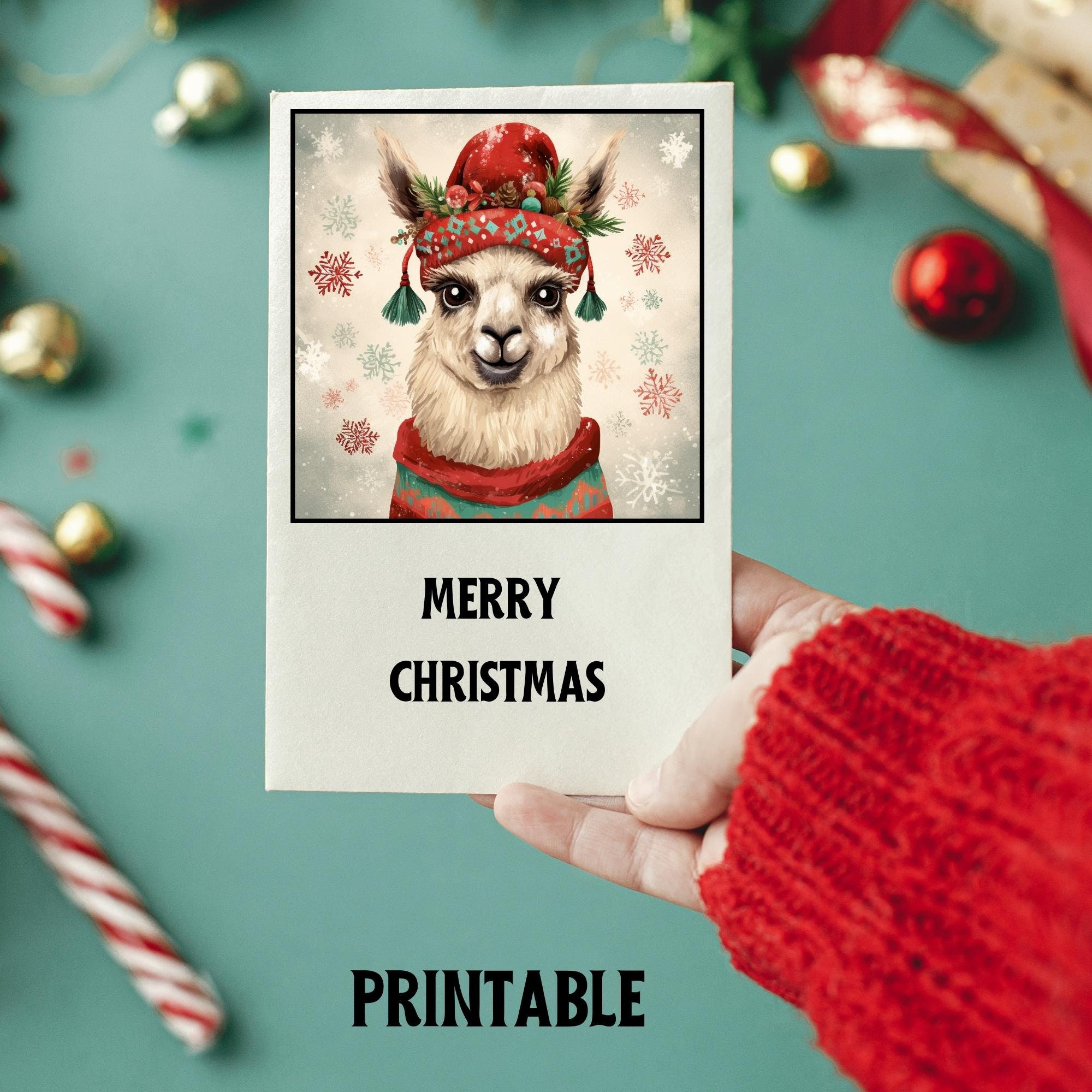 Jolly Woolly Llama Wonders Digital Paper, Christmas Llama Junk Journal ...