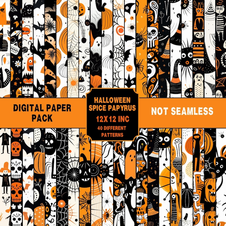 Halloween Spice Papyrus Digital Paper Bundle, Halloween Junk Journal ...