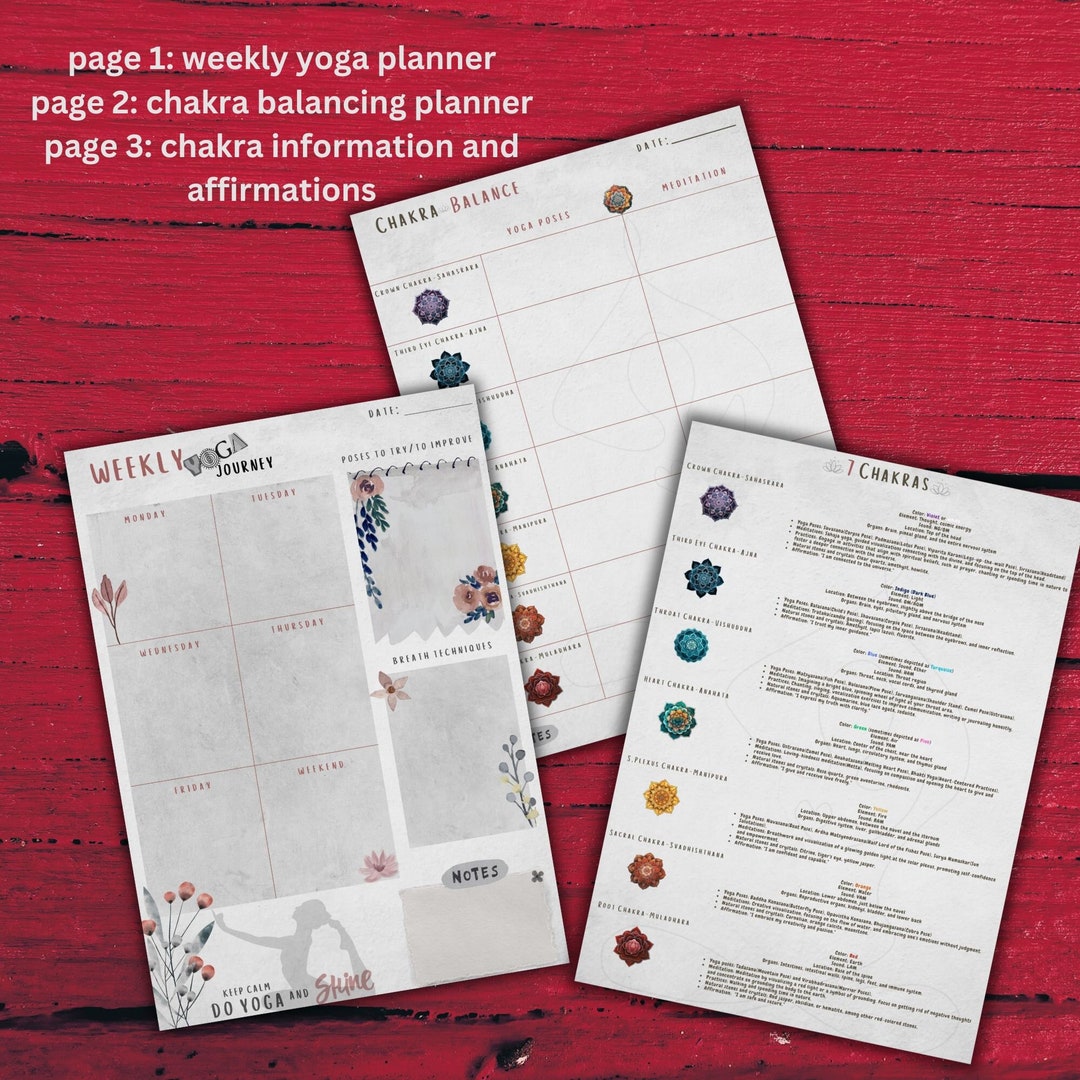 Yoga and Chakras Digital Weekly Planner 2, Yoga Planner, PDF/PNG, A4 ...