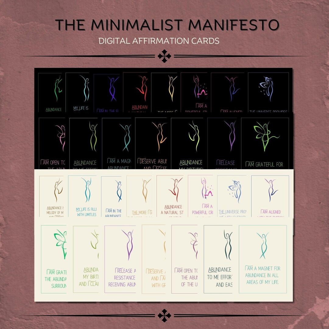 Minimalist Manifesto Affirmation Cards: Positive Daily Inspiration (PDF ...