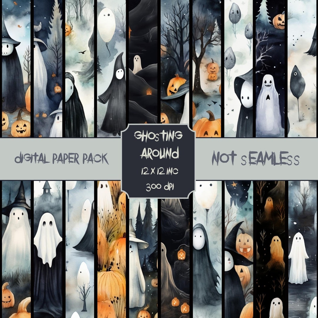 Ghosting Around Digital Paper Bundle, Ghost Junk Journal Papers ...