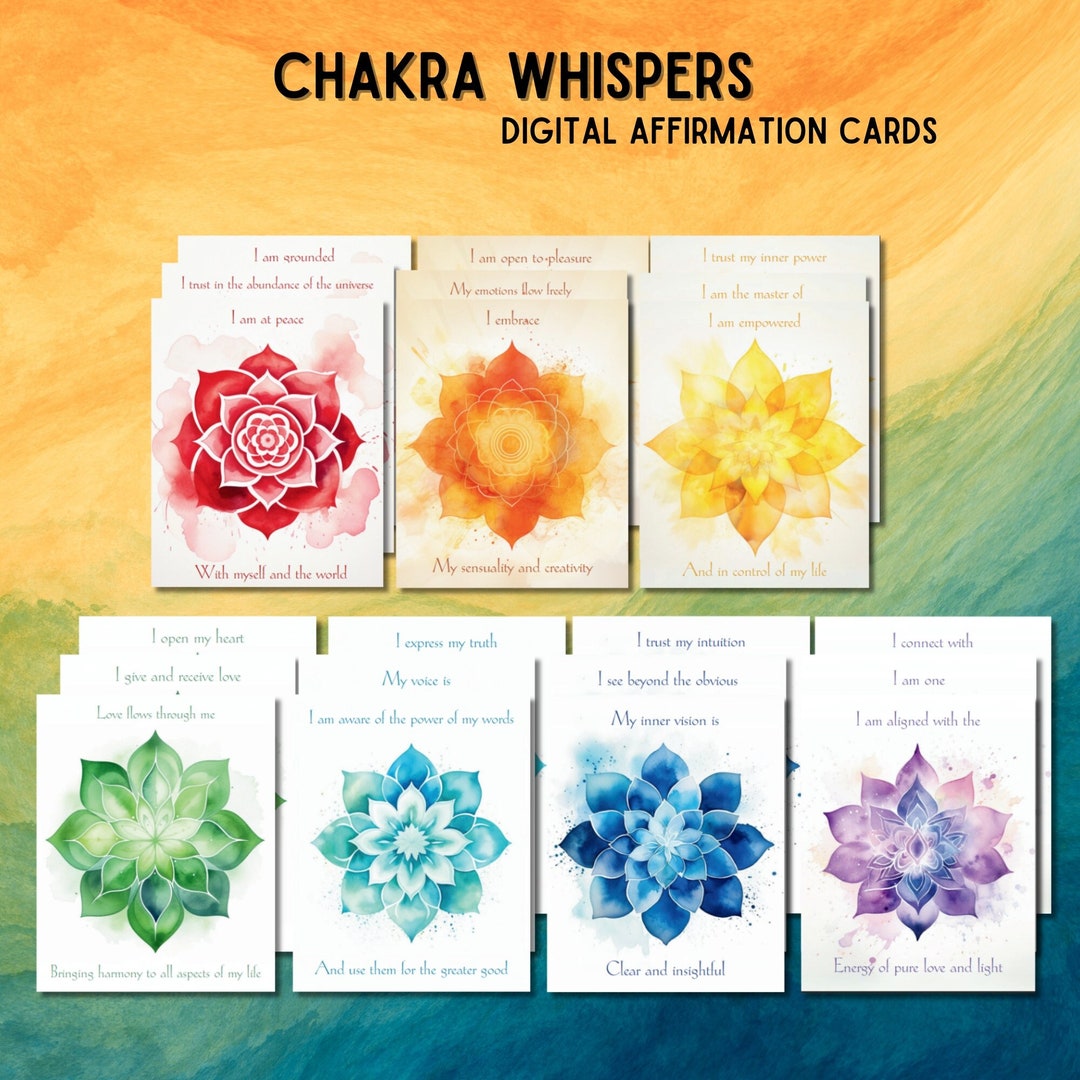 Chakra Affirmation Cards: Printable Digital Paper Pack (PNG, PDF) - Etsy