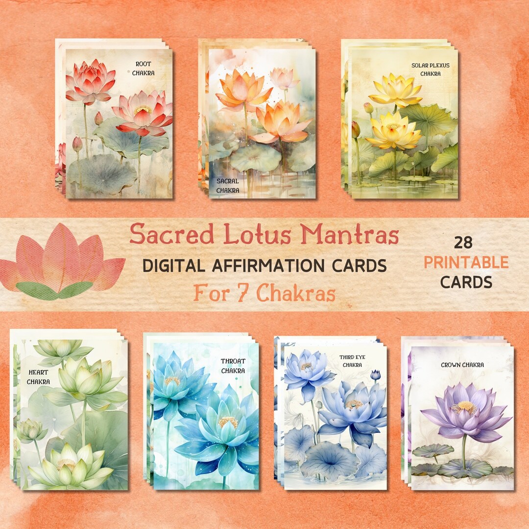 Sacred Lotus Mantras Digital Affirmation Cards, Lotus Flower Powerful ...