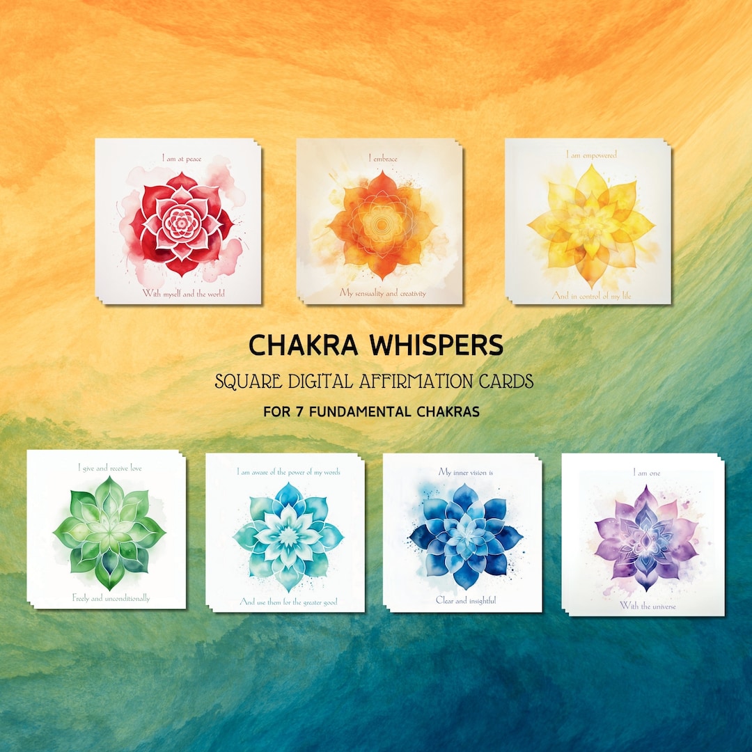 Chakra Whispers Square Digital Affirmation Card Pack, Powerful ...