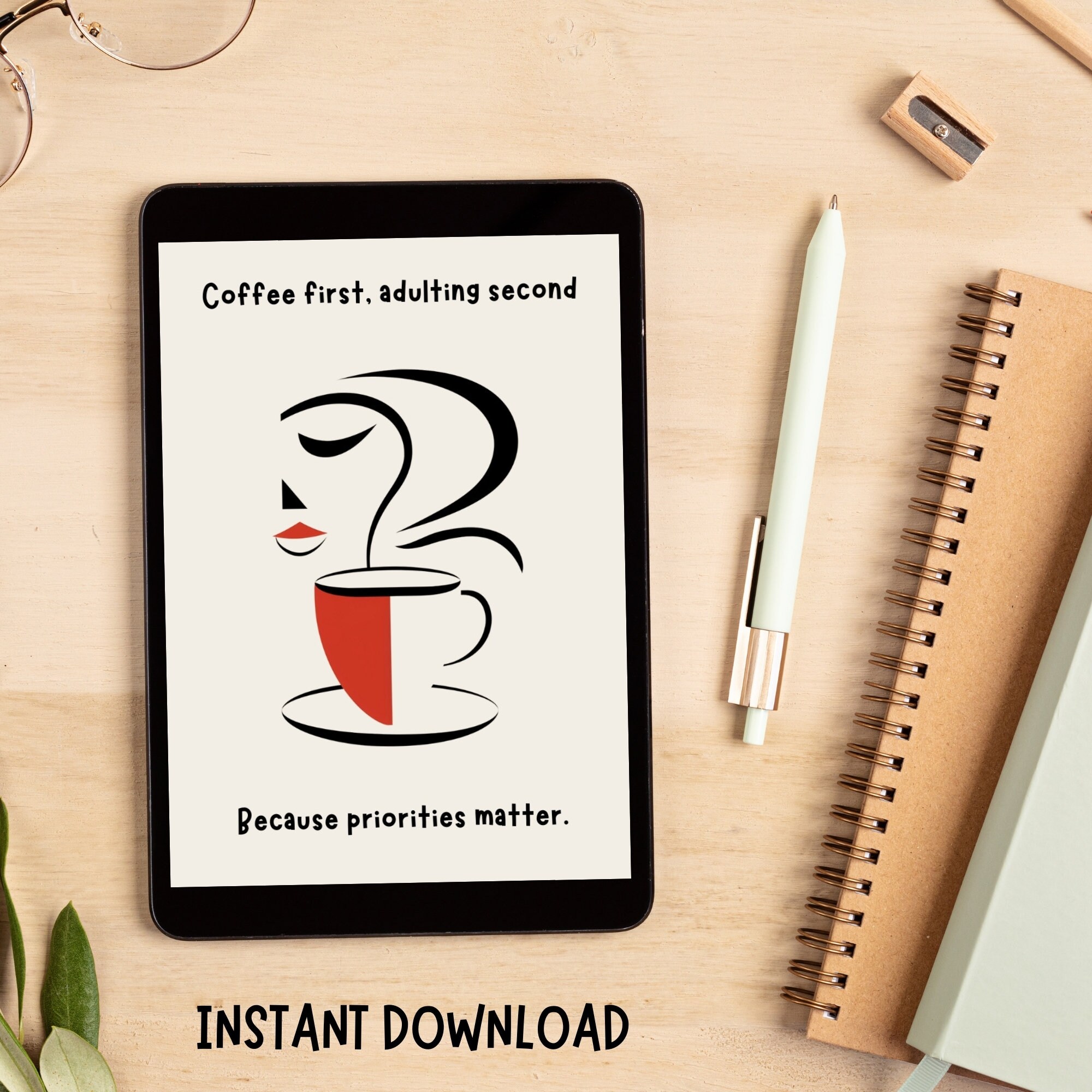 Sip and Shine Digital Flashcard Pack, Printable, PDF/PNG/JPG, Coffee ...