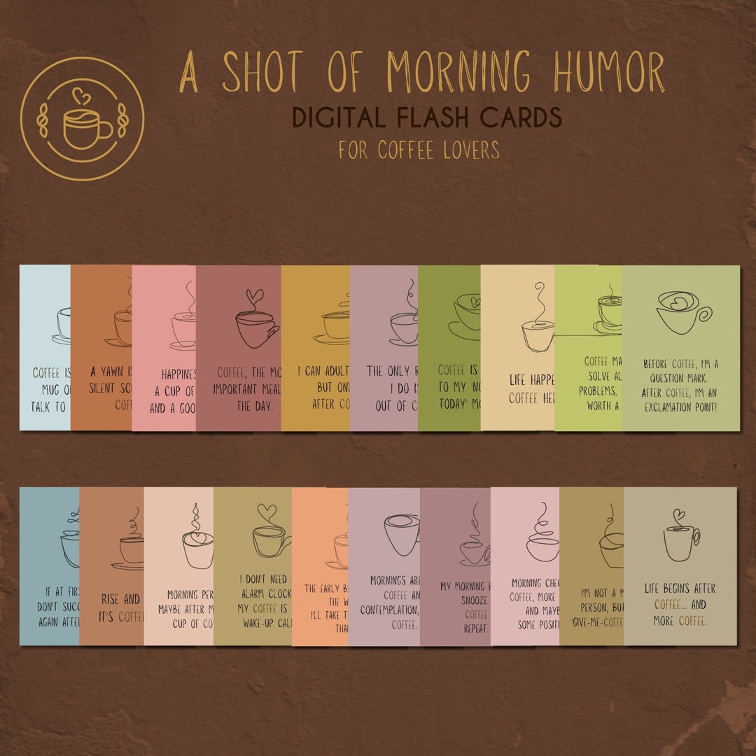 A Shot of Morning Humor Digital Card Set, Printable, PNG/PDF/JPG ...
