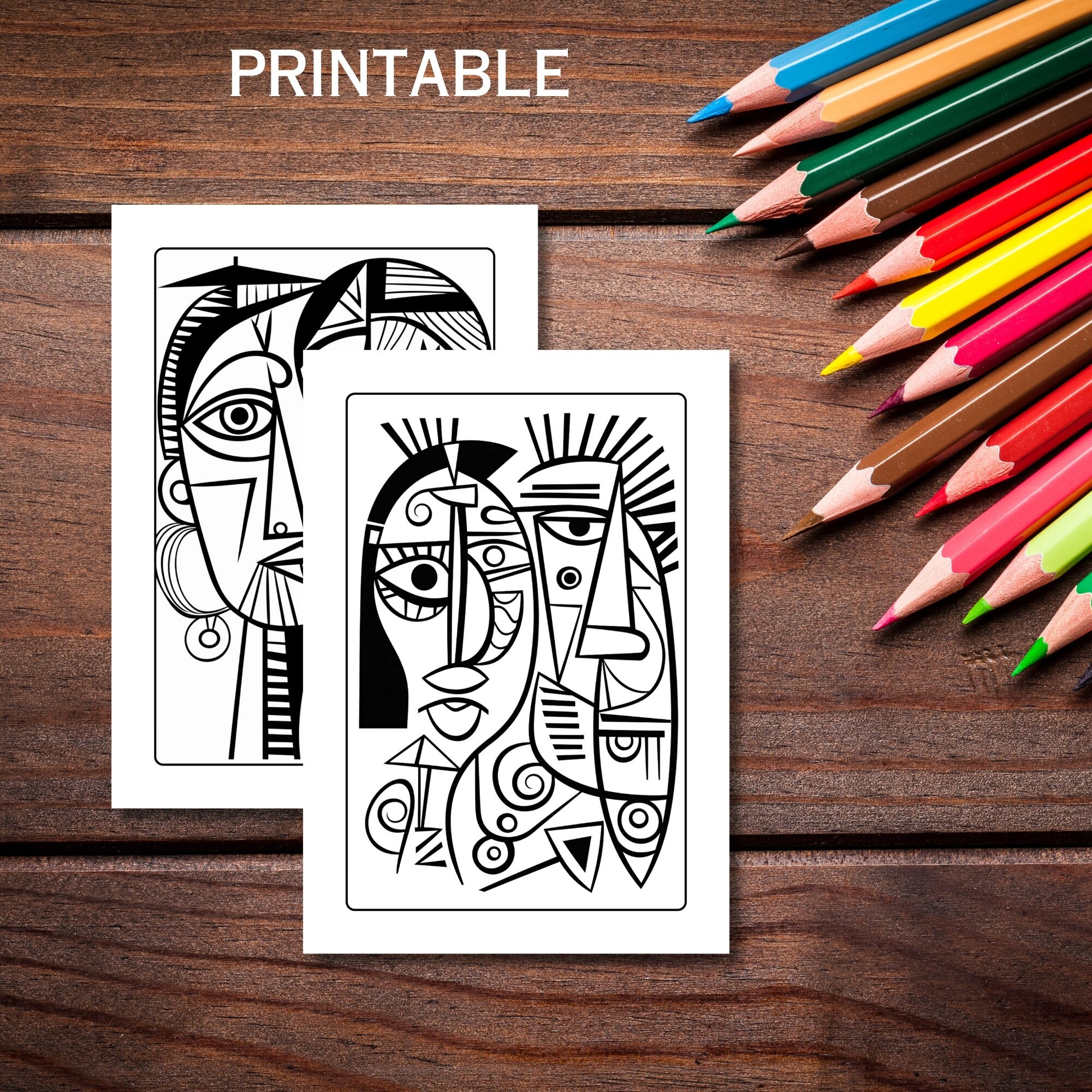 Picasso Style Coloring Book: 20 Printable Art Pages (digital Download ...
