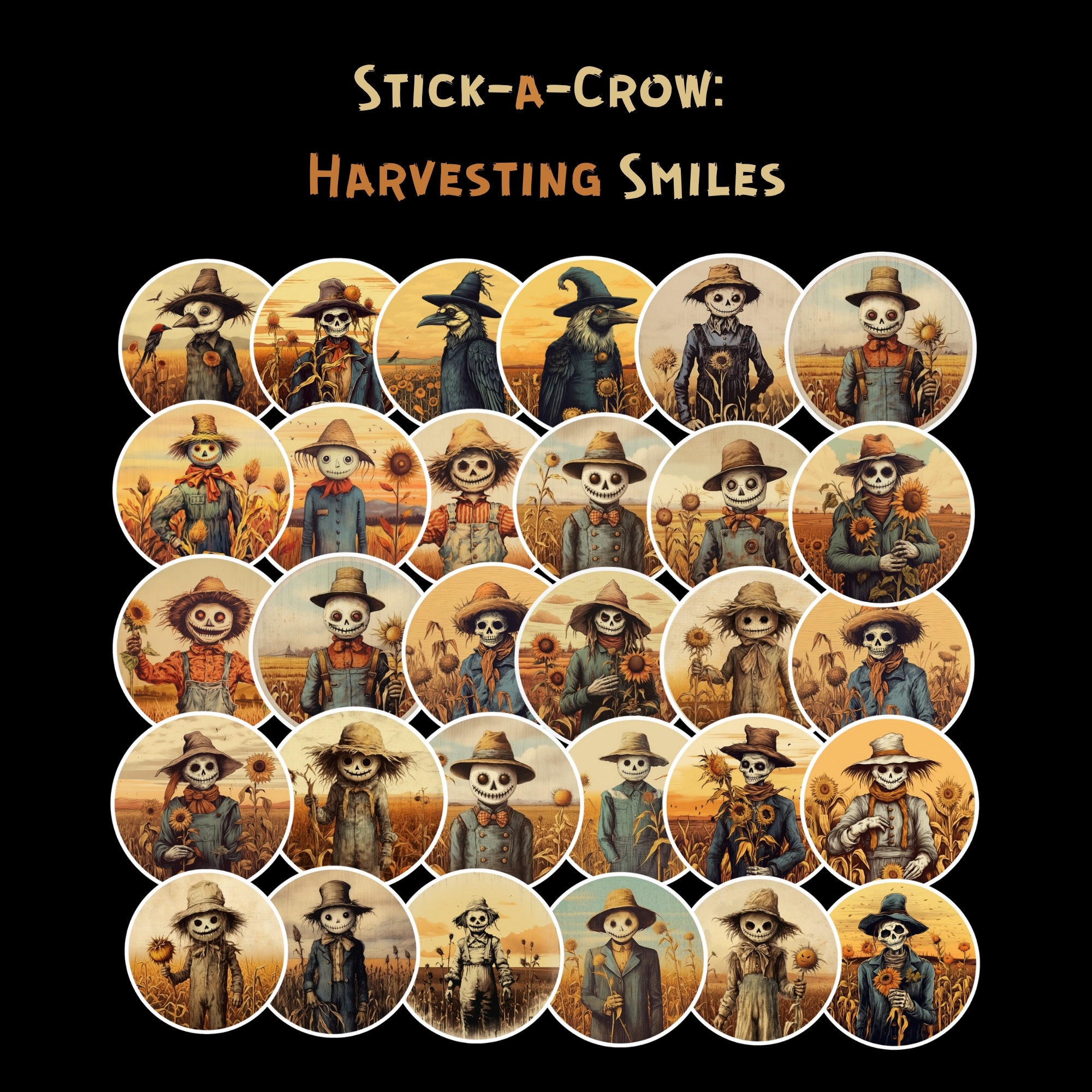 Stick-a-crow Harvesting Smiles Digital Sticker Bundle, Printable, Pdf ...
