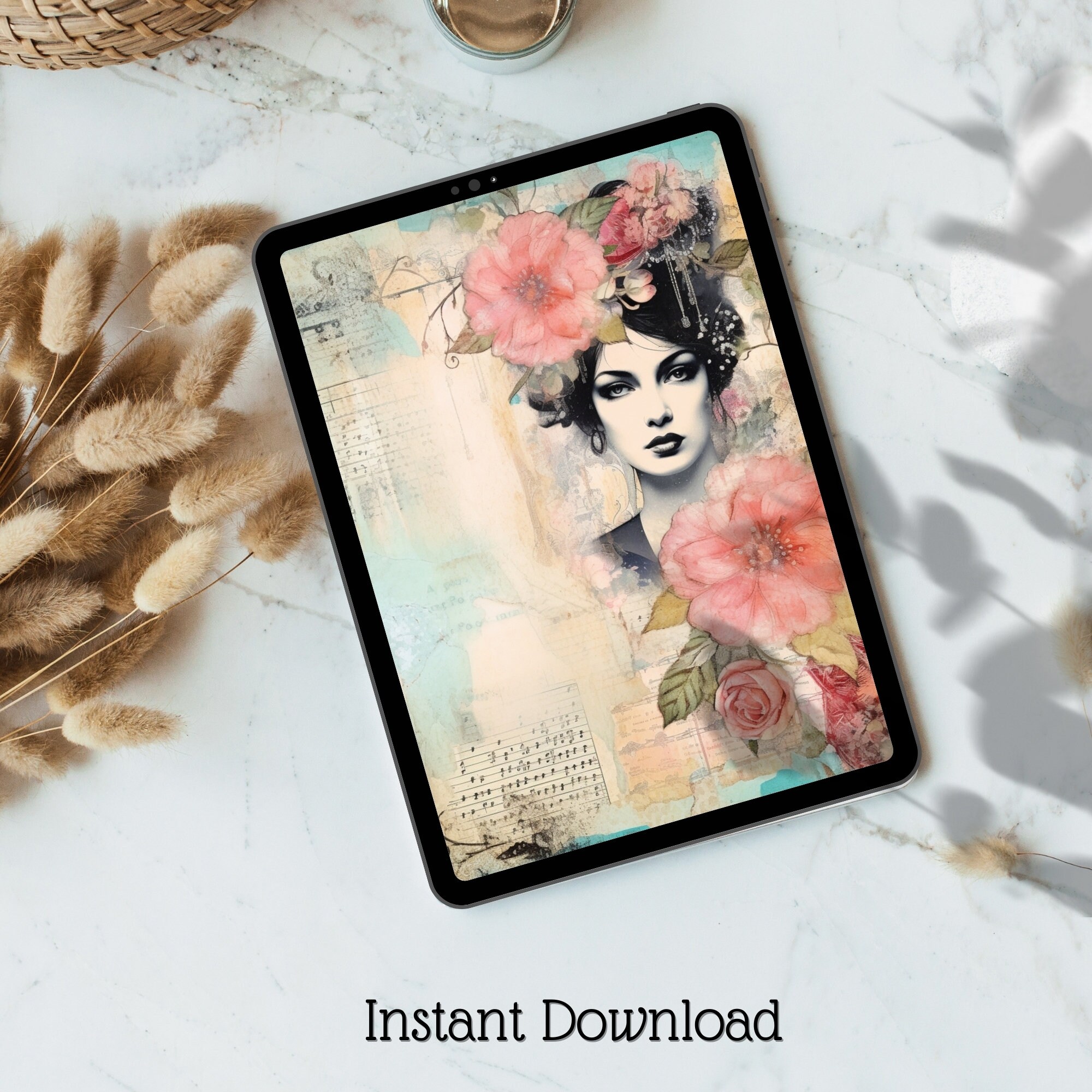 Passionate Papyrus Digital Paper Pack, Valentines Day Junk Journal ...