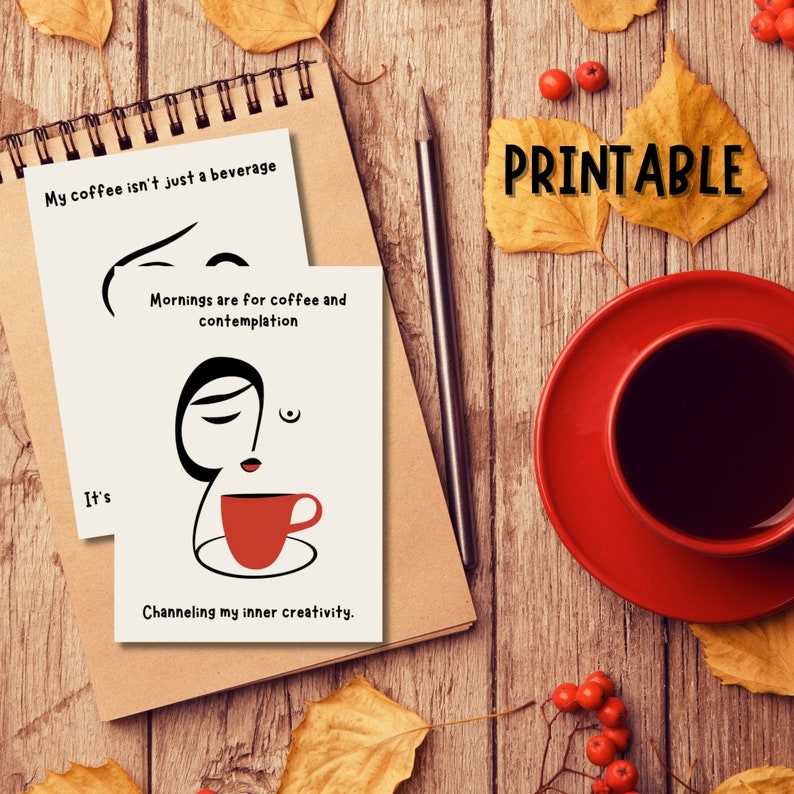 Sip and Shine Digital Flashcard Pack, Printable, PDF/PNG/JPG, Coffee ...