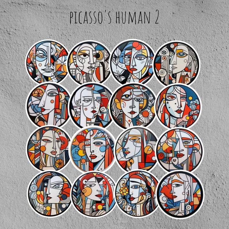 Picasso's Human Digital Sticker Bundle 2, Printable, PDF/PNG, Goodnotes ...