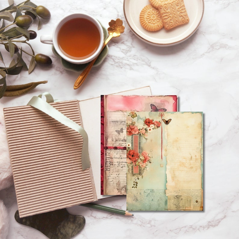 Passionate Papyrus Digital Paper Pack, Valentines Day Junk Journal ...