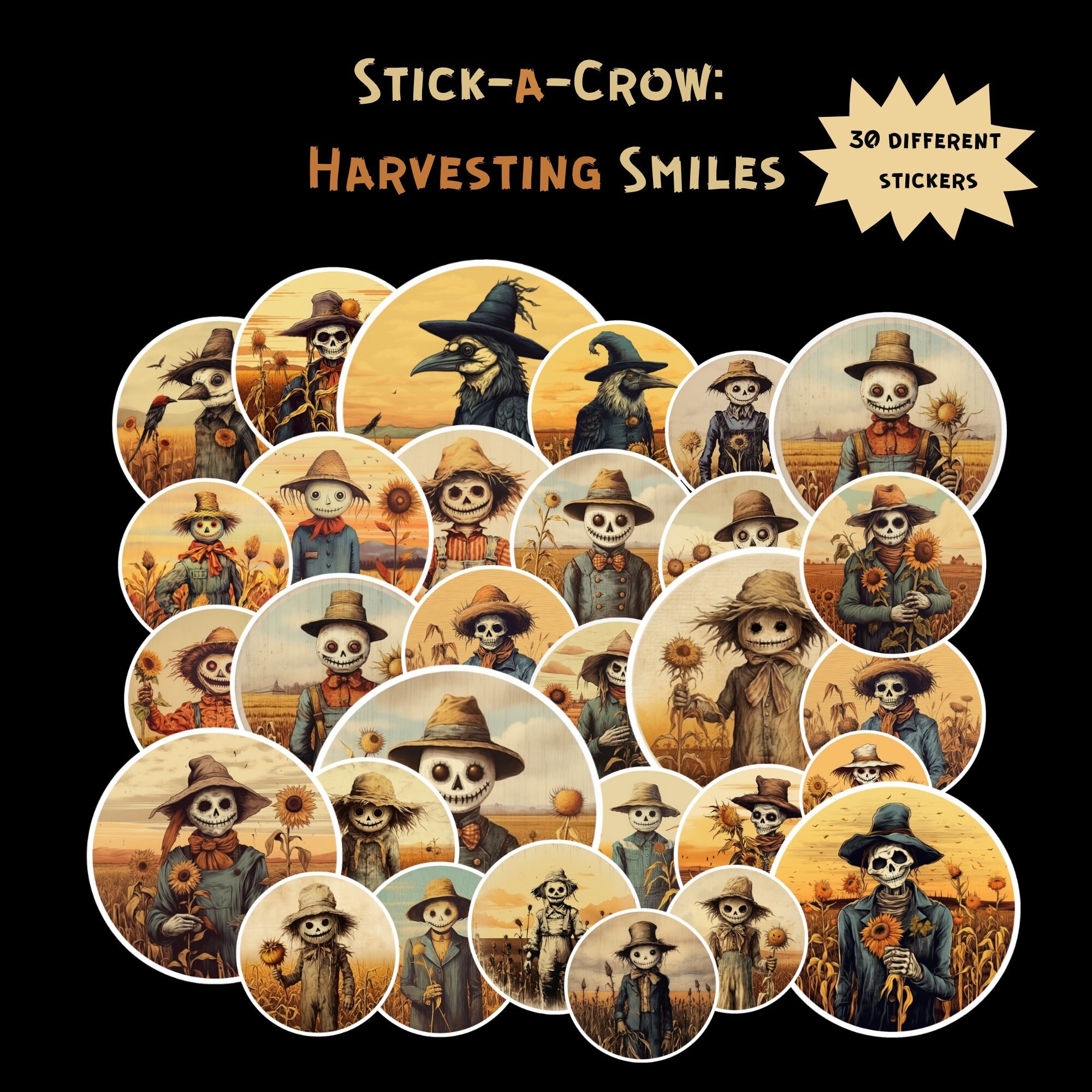 Stick-a-crow Harvesting Smiles Digital Sticker Pack - Etsy