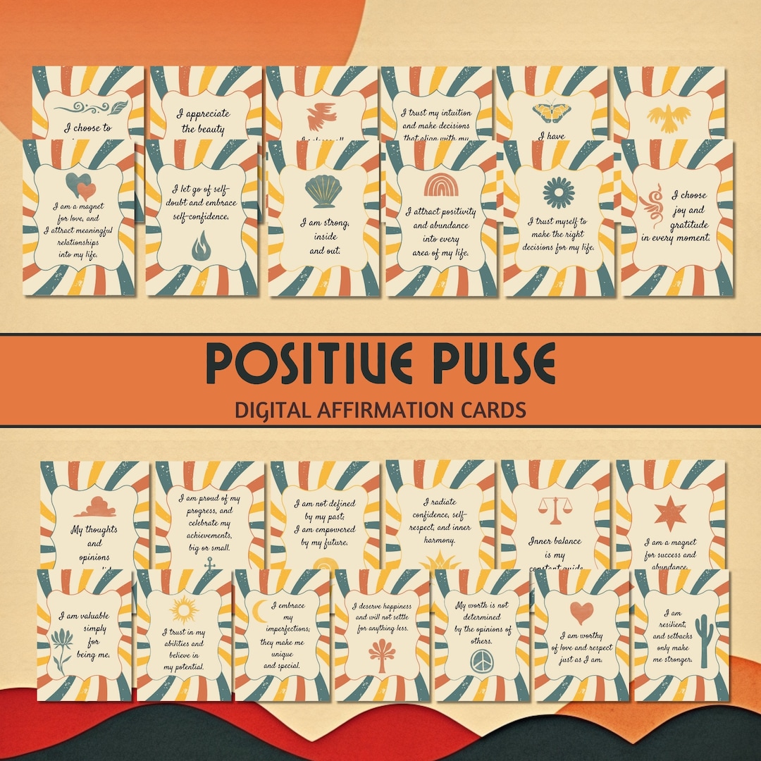 Positive Pulse Digital Affirmation Cards, Printable, PDF/PNG, Daily ...