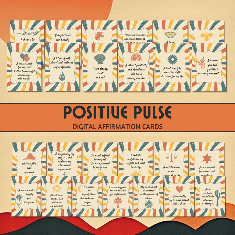 Positive Pulse Digital Affirmation Cards, Printable, PDF/PNG, Daily ...